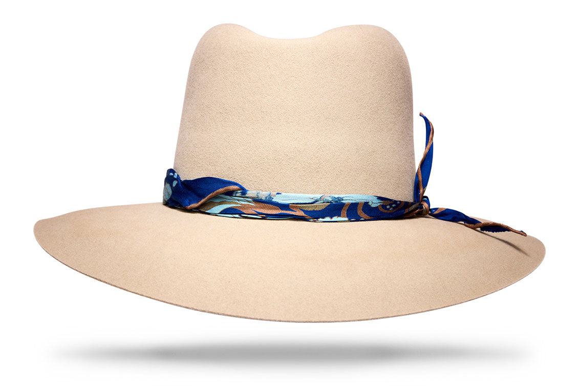 Japanese floral Silk Blue Brown Hatband